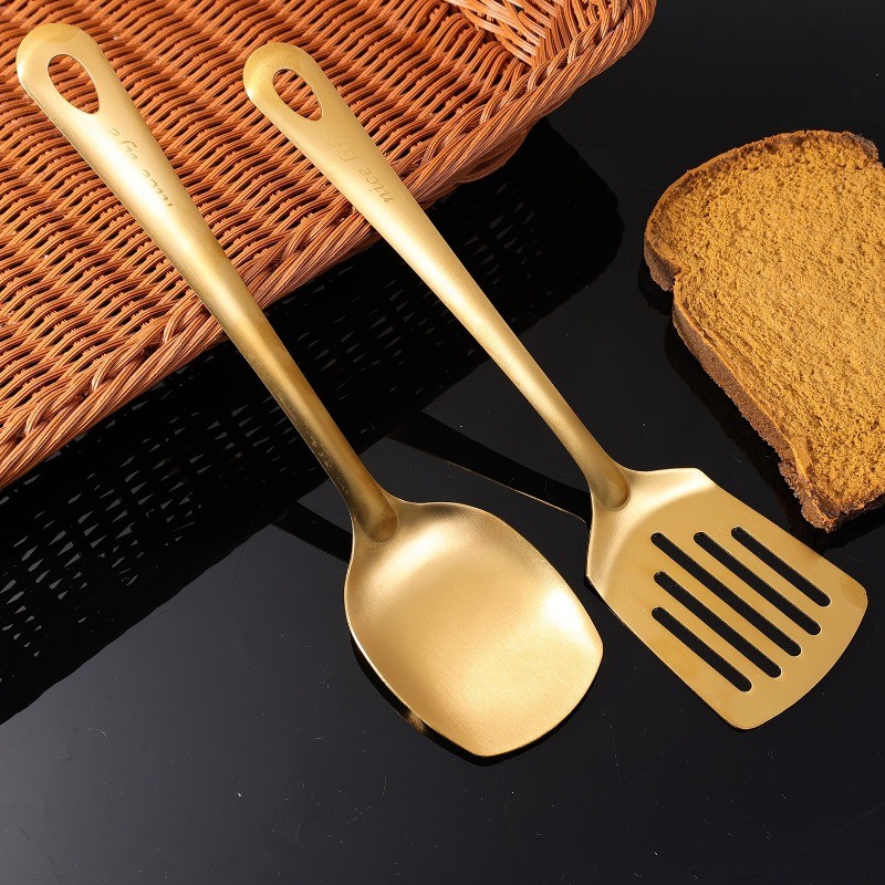 Creative Gold Plated Long Handle Non Stick Spatulas Stainless Steel ...