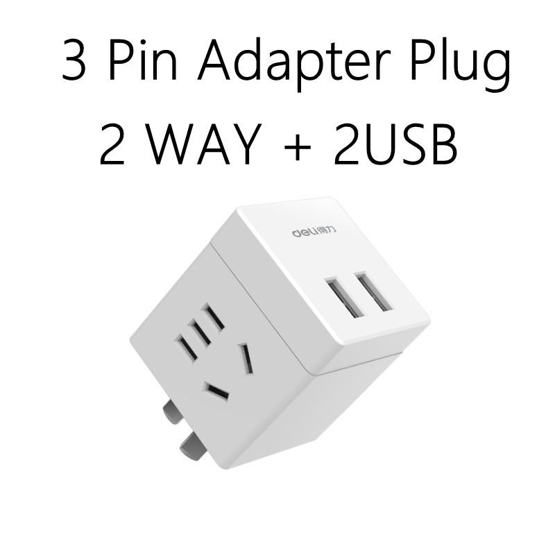 in stock Deli 3 Pin Conversion Plug Universal Adapter Socket Adapter 2 ...