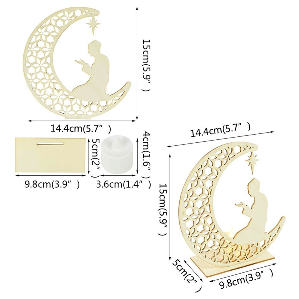 Ramadan Candles Light Hari Raya LED Light Party Decor Wooden Light Deco Lampu Raya Deco Viral ...