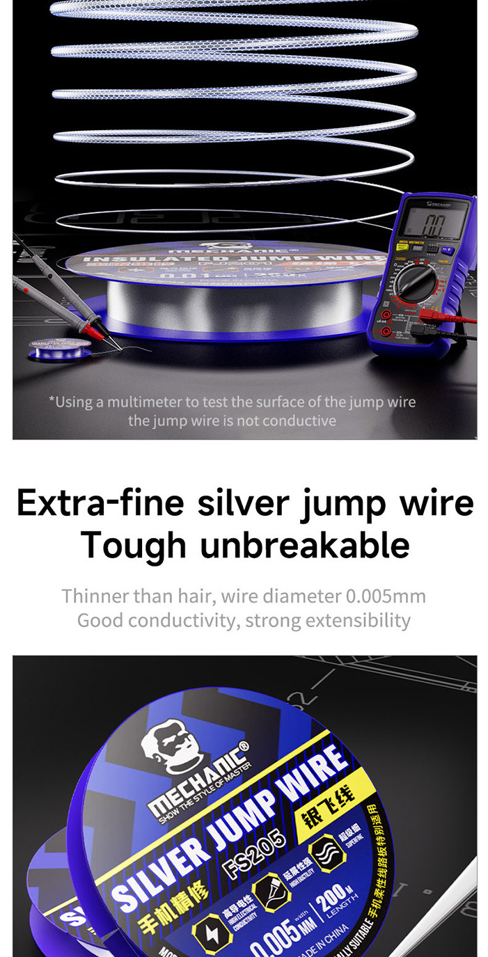 MECHANIC Jump Wires FX105 FS205 FJ201 FJ202 FX202 Extra-fine Silver ...