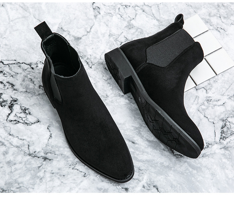 Chelsea Boots Men British Short Boots Men's Suede Pointed Martin Boots ...