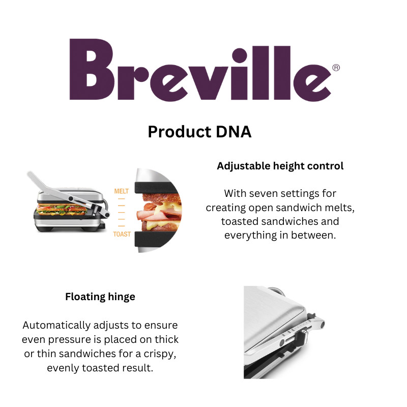 Breville LSG545 The Toast & Melt™ 4 Slice Sandwich Press Non-stick ...