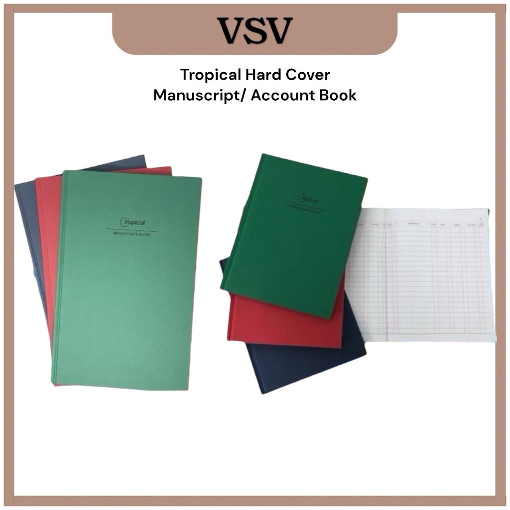Tropical F5 / Foolscap Size Hard Cover 3 Columns Quarter Book ...