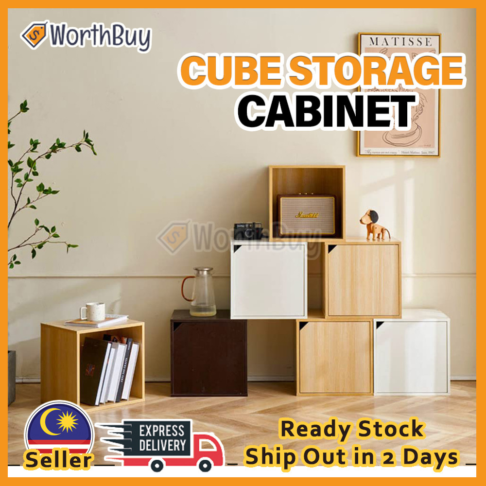 [1PC] Worthbuy Wooden Stackable Cube Storage Rack Rak Penyimpanan ...