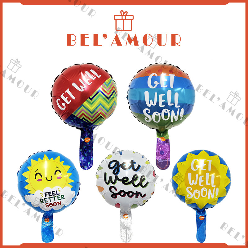 10 Inch Printed Greeting & Feel Better Soon & Get Well Soon Foil ...