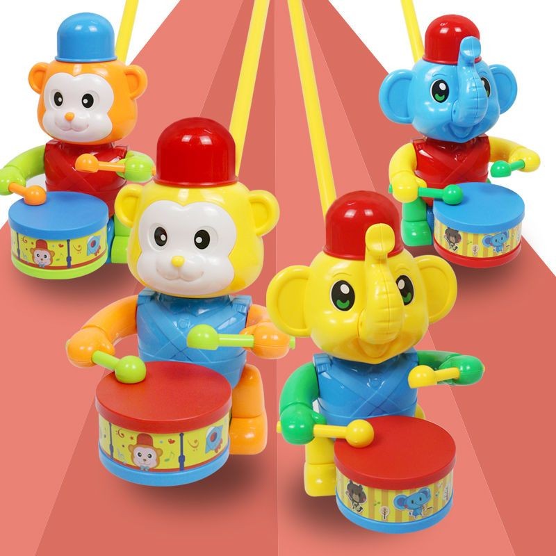 Drag child toddler baby hand push toy putter learn to walk two rounds ...