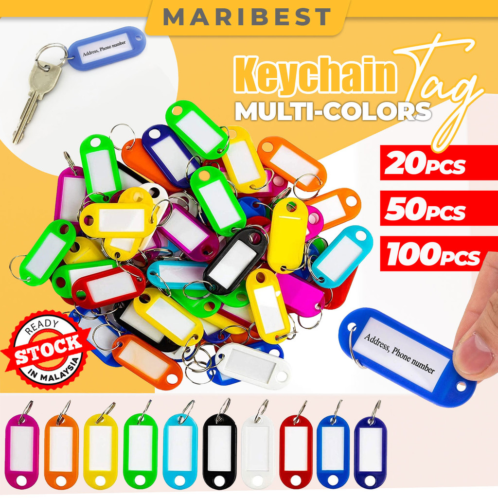 Luggage Tag with Ring Keychain Plastic Key Tag ID Label Marker Key Tag ...