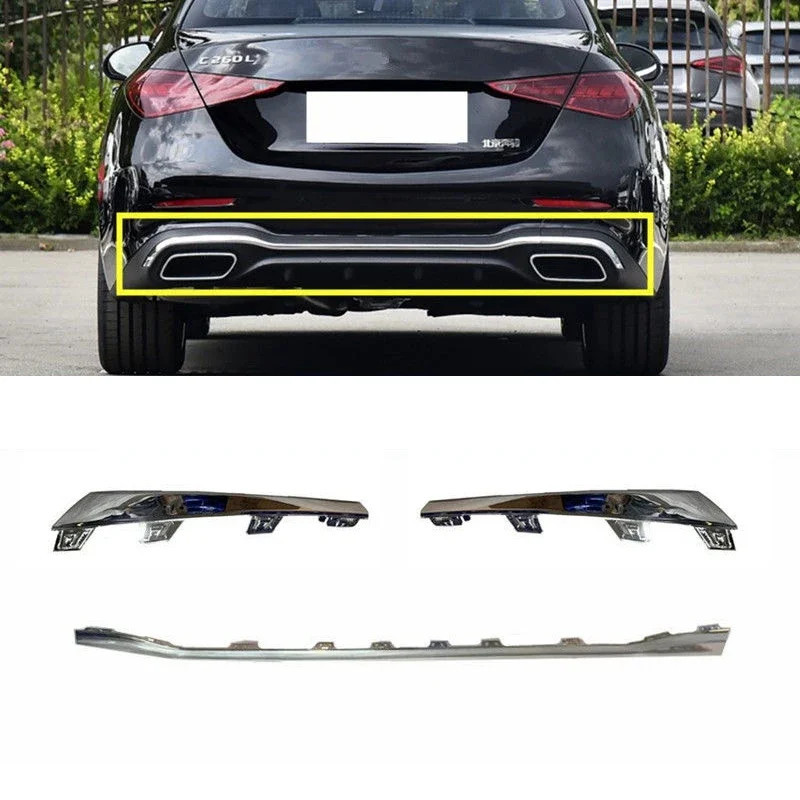 Auto Chrome Left Middle Right Rear Bumper Cover Strip Trim Replacement ...