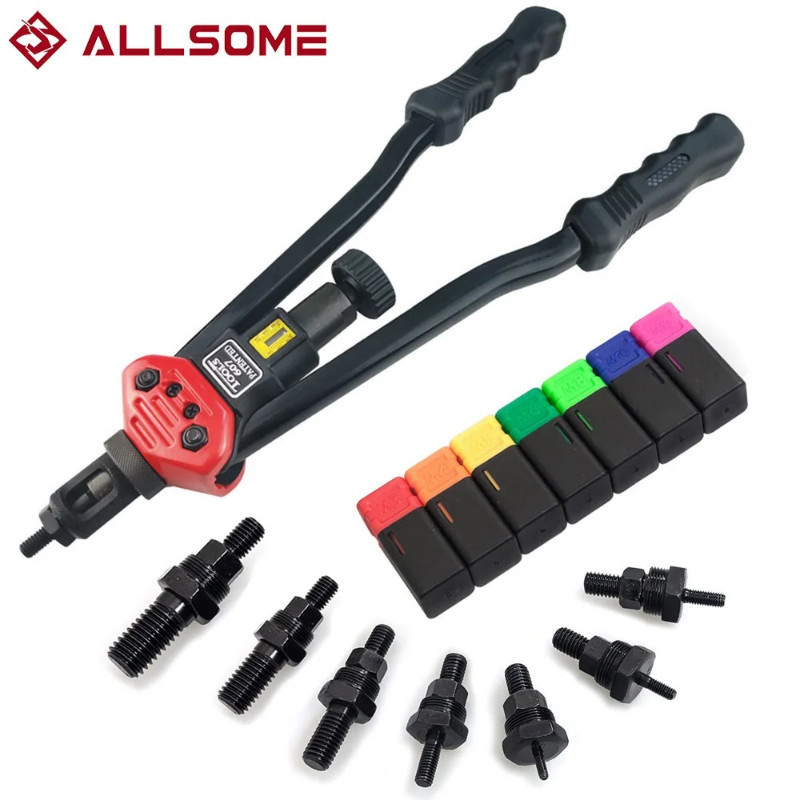 Allsome BT-607 16" Manual Riveter Gun Hand Rivet Tool Kit Rivet Nut ...