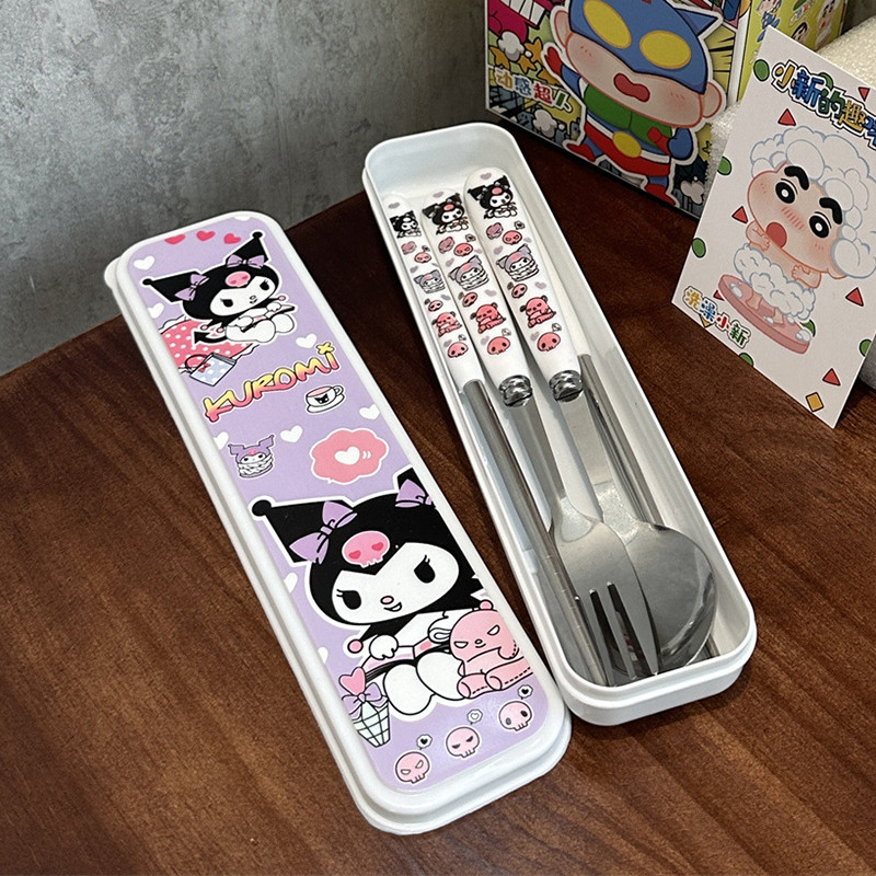 Kuromi Pattern Spoons Forks Cute Kids Cutleries Sets Portable Bento ...