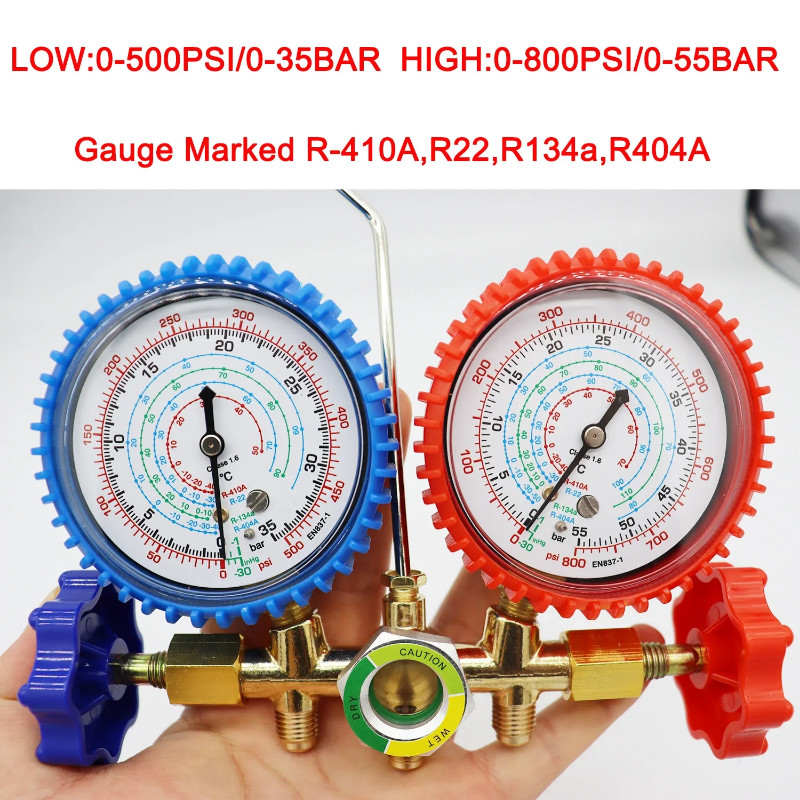 R410A 3 Way AC Diagnostic Manifold Gauge Set Fit for Freon Charging Fits R22 R404A R134A ...