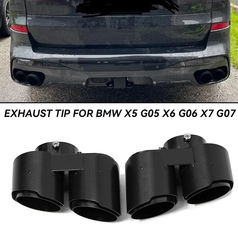 Quad Carbon Fiber Exhaust Tip For BMW G05 X5 G06 X6 G07 X7 2019 ...