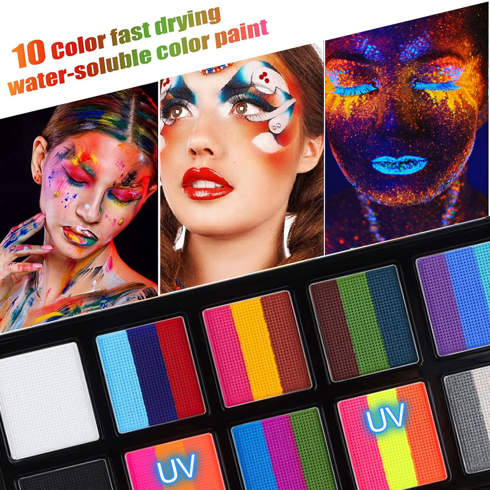 Rebellious Girl 10 Colors 26 Color Blocking Face and Body Paint Palette ...