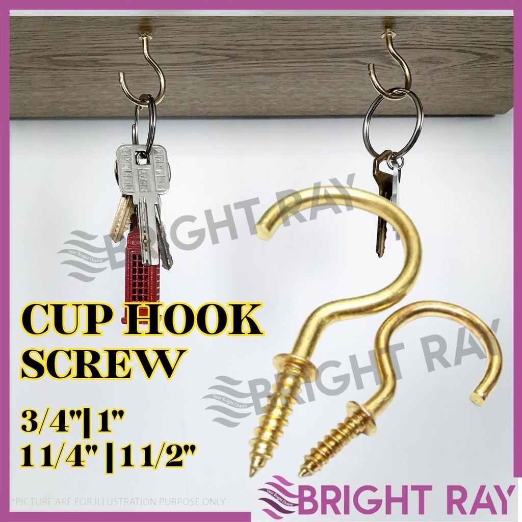 Cup Hook Screw Eye Shape Ring Hooks Screw-in Hooks J Hook Screws ...
