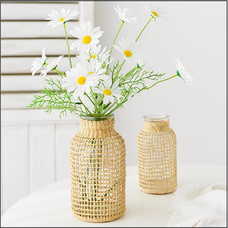 Straw Glass Flower Vase Japanese Flowerpot Nordic Contracted Creative ...