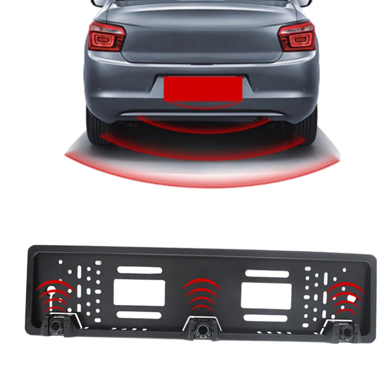 EU Europe Car License Plate Frame Car Parking Sensor Kit Auto Reverse ...