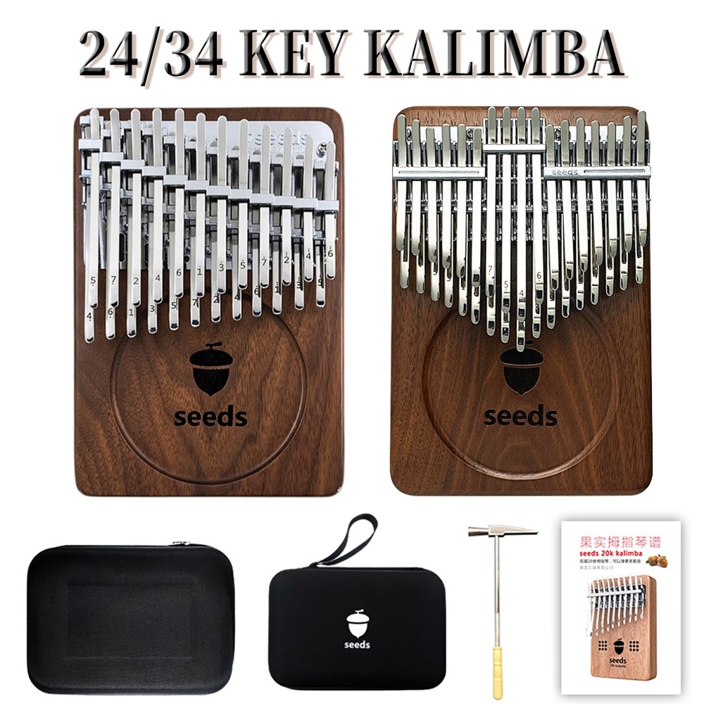 in stock Double Layer Kalimba 24/34 Key Thumb Piano Calimba Mbira Black ...