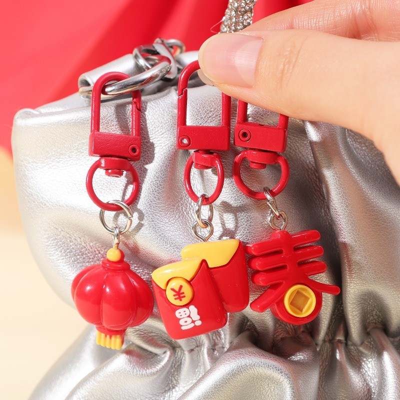 Chinese New Year Red Series Lucky Keychain Creative Red Packet Lantern ...