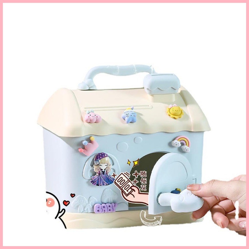 Piggy Bank Cartoon House Kids Money Save Box Toys DIY Stickers Money ...