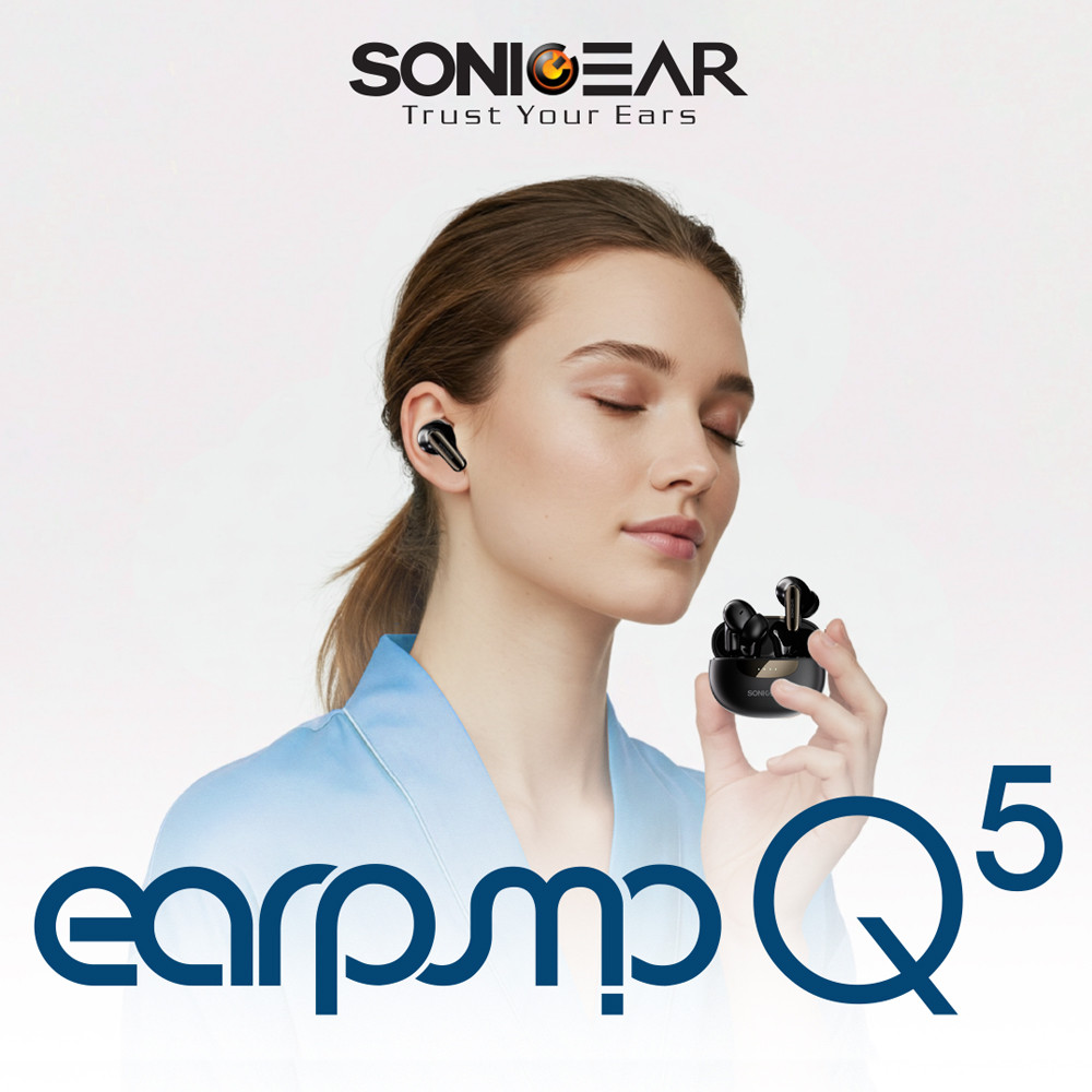 SonicGear EarPump Q5 TWS IPX4 Bluetooth 5.4 50ms Wireless Earbuds | ANC + ENC | 34H Playtime ...