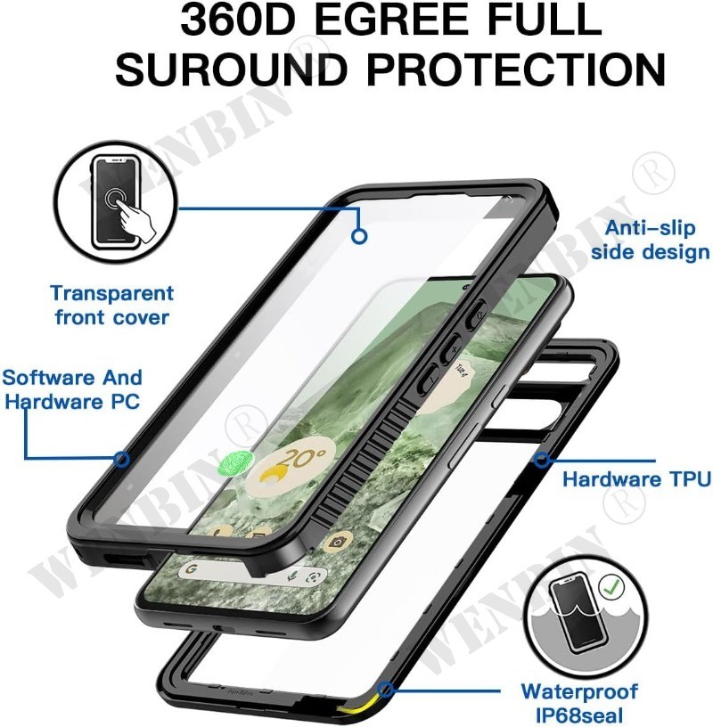 IP68 Luxury Waterproof Case Google Pixel 9 8 7 Pro 7A Snow Dust Shock ...