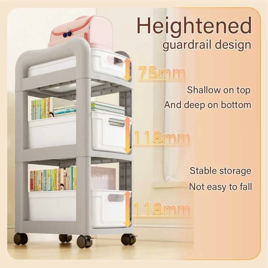 Storage Rack Bookshelf Movable School Beg Rack Multi-Layer Snack ...