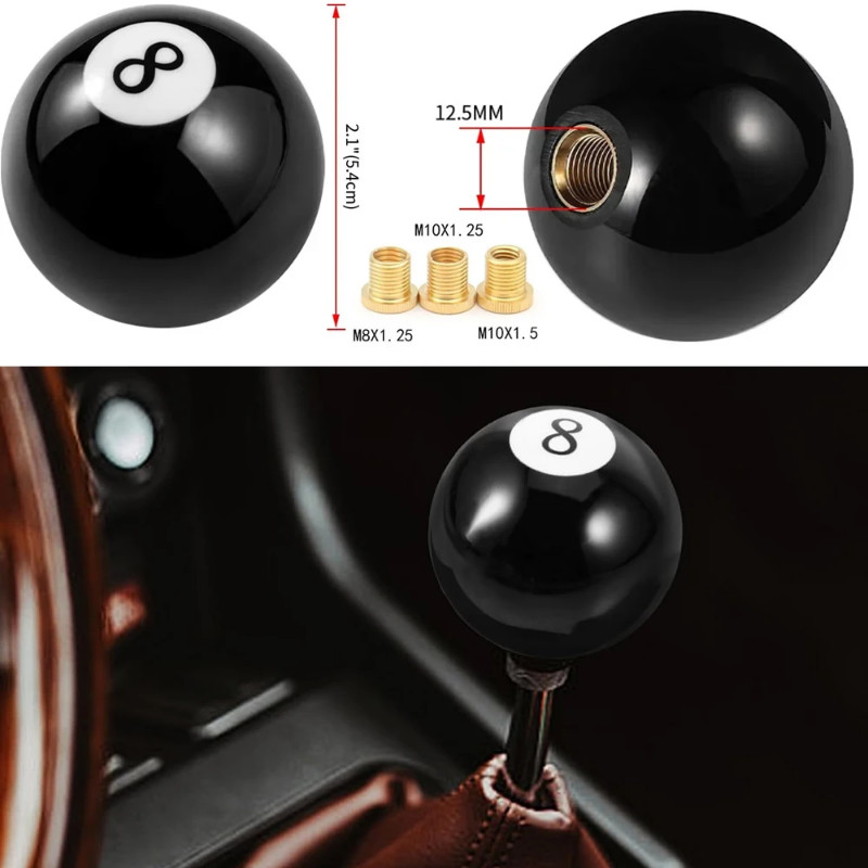 Acrylic 8 Ball Black Gear Knob Short Shifter Knob Universal Mostly Car ...