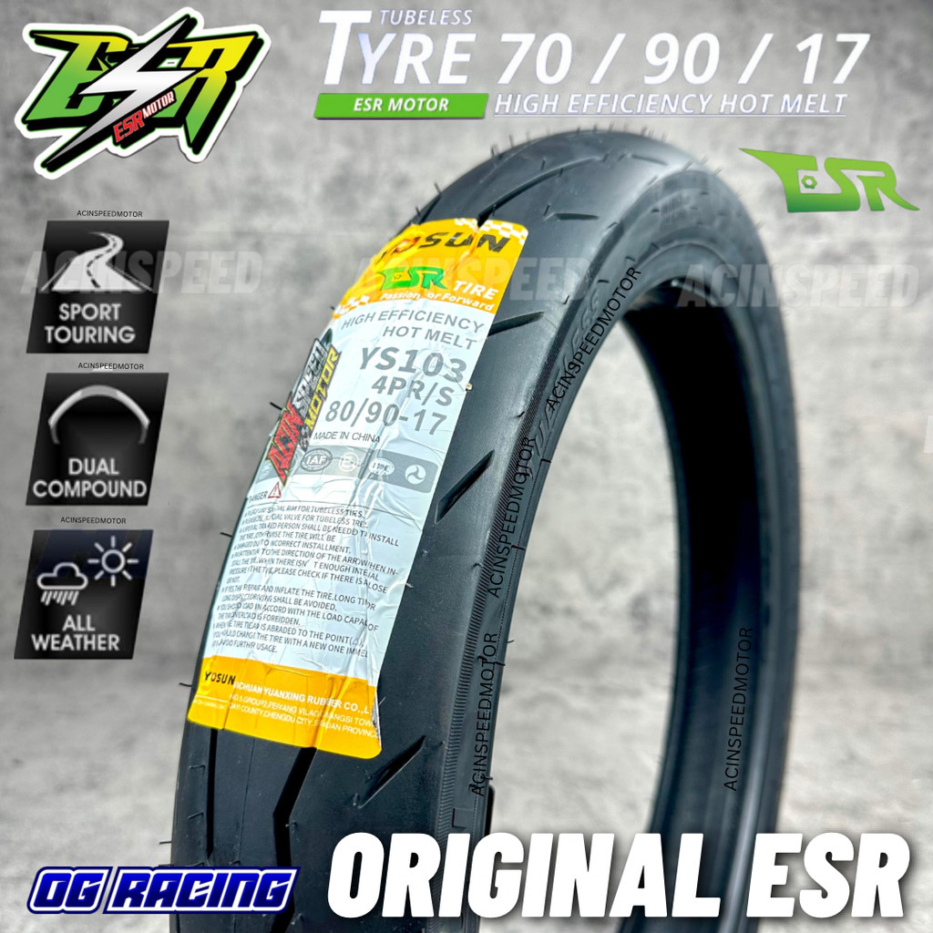 TERBARU 2025 ESR TAYAR/ ESR TIRE/ ESR MOTOR TYRE 70/90x17/ 60/80x17 ESR TAYAR 17 inch | Shopee ...