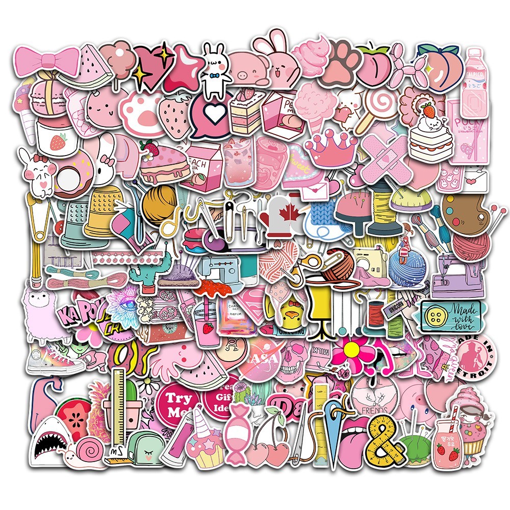 in stock 150PCS Cartoon Pink INS Style Vsco Girl Stickers For Laptop ...