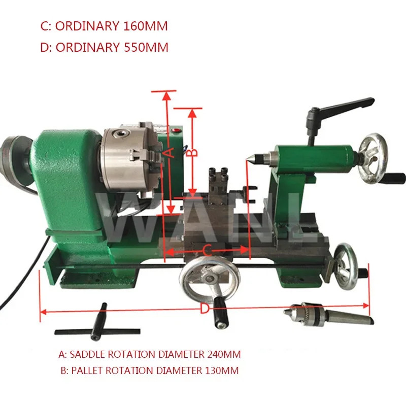 220V/350W Micro Instrument Lathe Milling Machine 3 Jaw 80 Chuck Metal Instrument Diy Home Bench ...