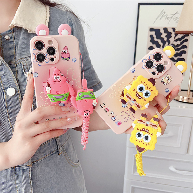 3D Ears Cartoon SpongeBob Star Toy Phone Holder Case For Samsung Galaxy ...