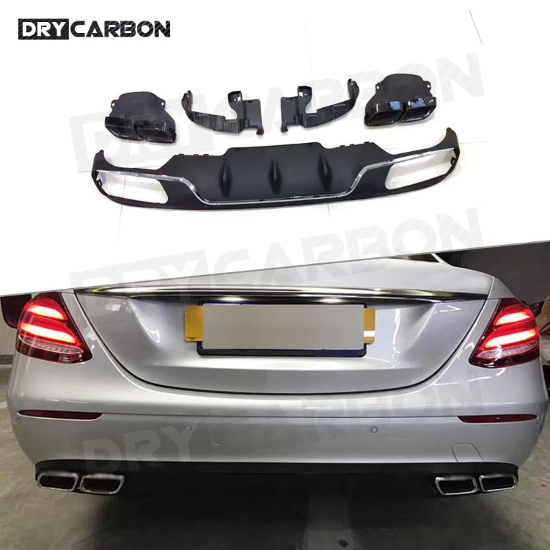 For E Class PP Rear Bumper Lip Diffuser With Exhaust Tips for Mercedes Benz W213 Change to E63 ...