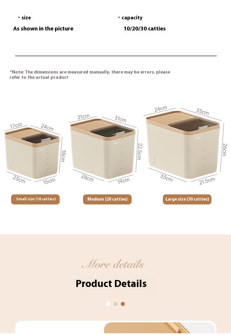 Household Rice Barrel Rice Flour Storage Large Container Rice Tank Push ...