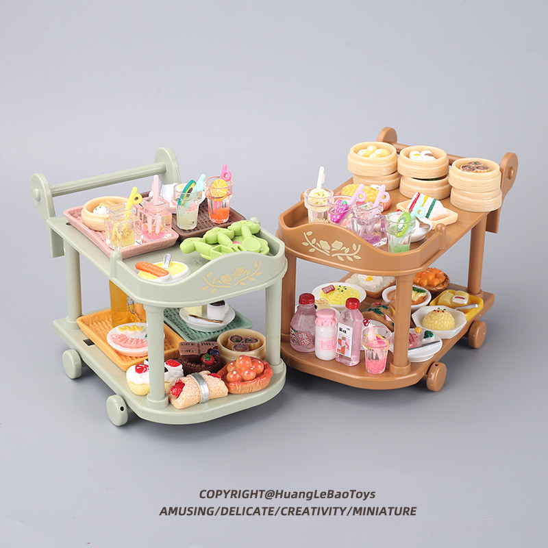 Play House Food Toys Small Dining Cart Trolley Toys Miniature Food Toys ...