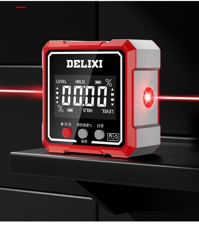 Delixi Inclinometer High Precision Digital Display Laser Inclinometer Box Electronic Angle Ruler ...