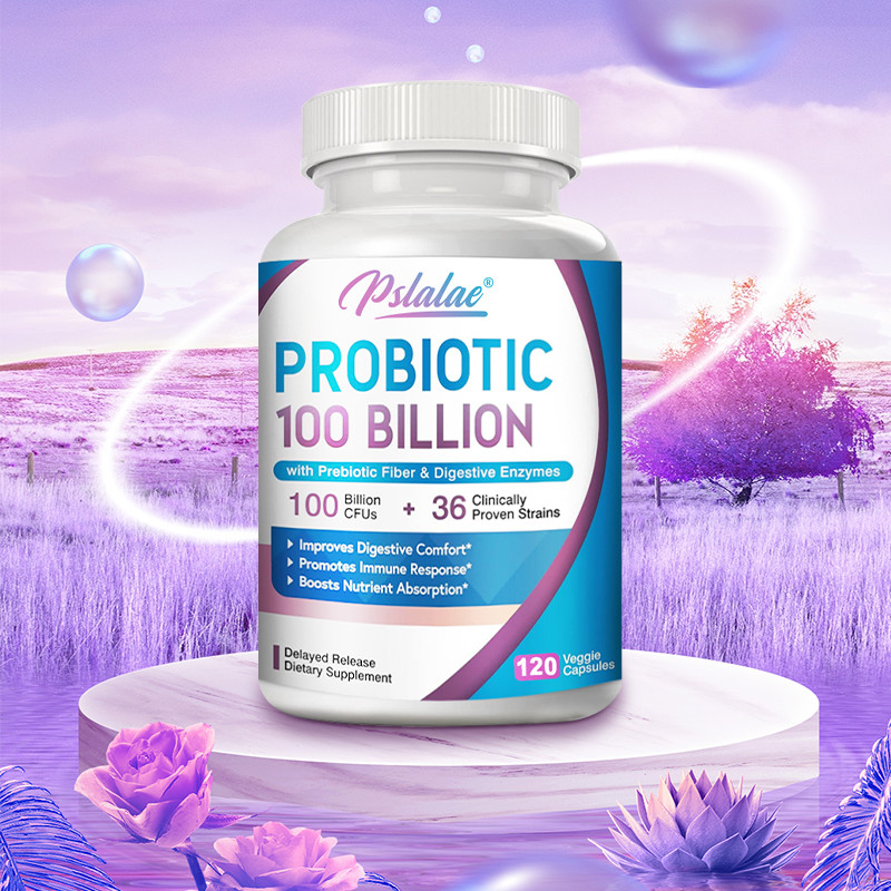 Pslalae probiotics 100 billion CFU, contains organic prebiotic fiber ...