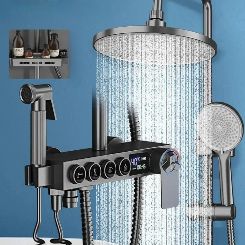 Thermostatic Rain Shower Digital Display Mixer with Bathtub Faucet ...