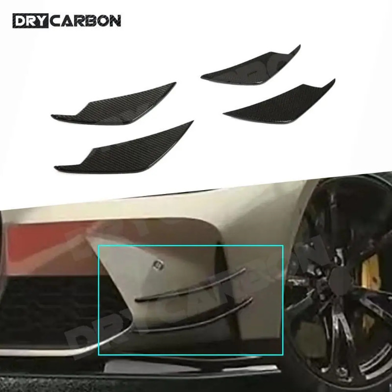 Dry Carbon Front Bumper Canards Splitters Spoiler Bodykit Side Fin Flaps For BMW G80 M3 G82 G83 ...