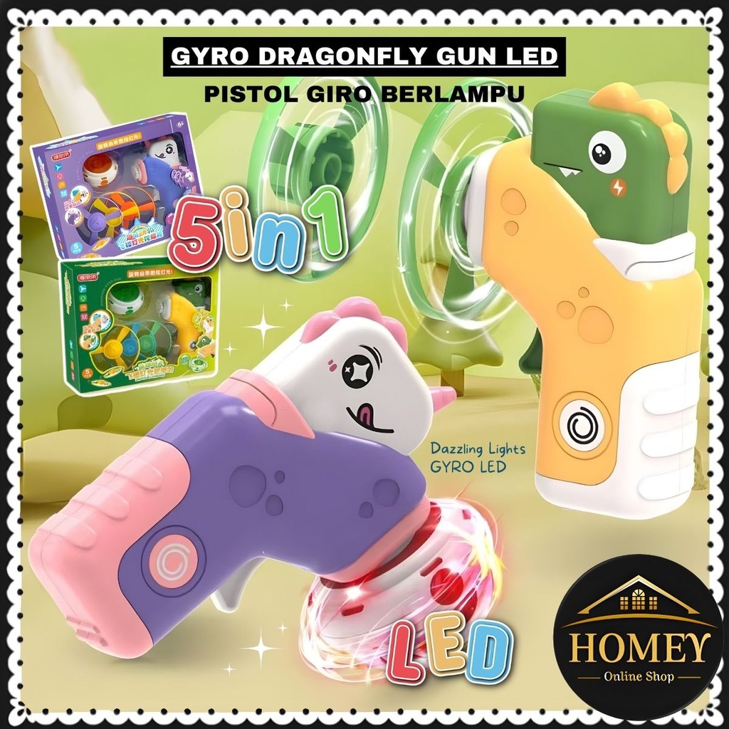 5in1 Gyro Gun Spin Top Toy LED Flying Disc Top Gun Flying Saucer ...