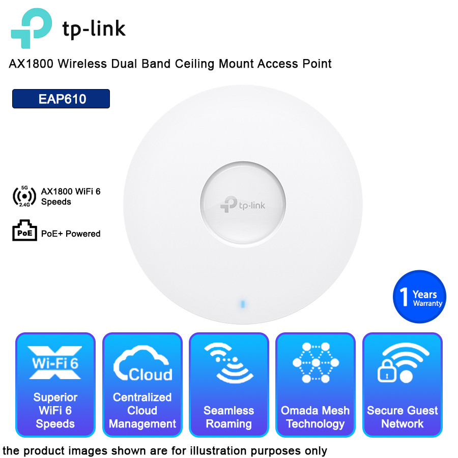 TP-LINK EAP610 AX1800 Wireless Dual Band Ceiling Mount WI-FI 6 Access ...