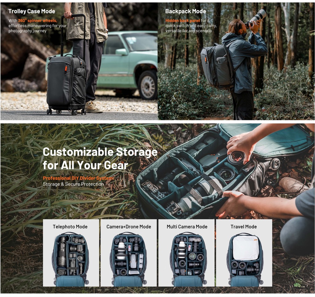 PGYTECH Roller Camera Backpack Dual Mode Flexibility Digital Organizer ...