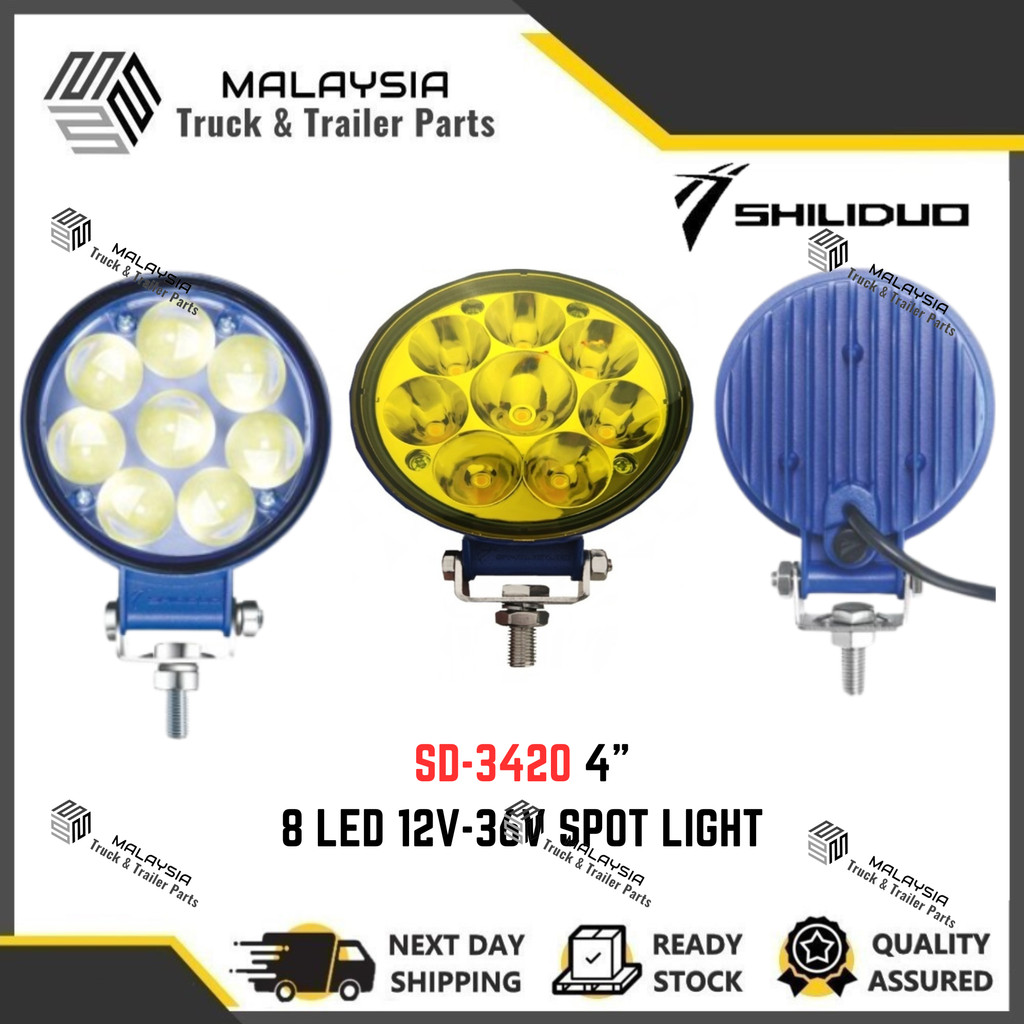 SHILIDUO 4” LED Spot Light 8 Lens Round White 12V-36V Waterproof ...