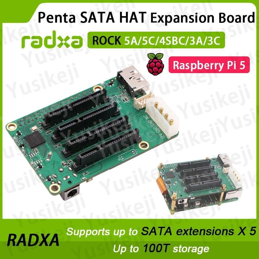 Penta SATA hat for Radxa ROCK Series Rock 5C, 5 Raspberry pi 5 , ROCK ...