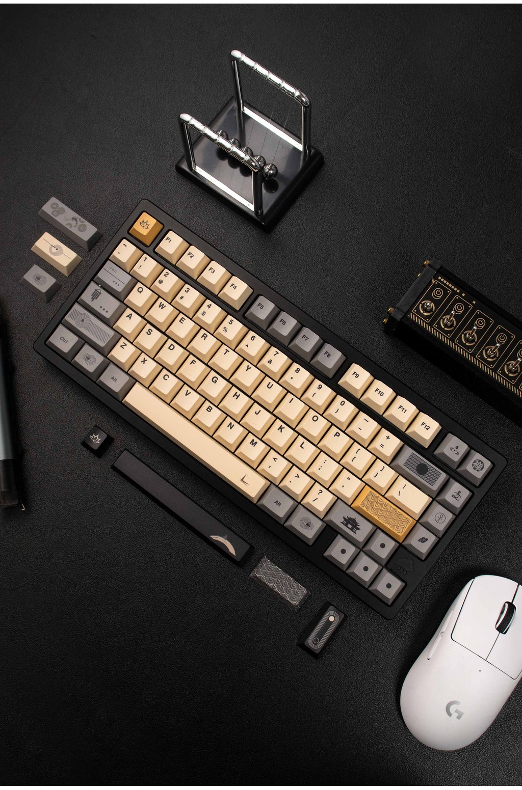 Temple Keycaps PBT Cherry Profile 148 Keys Grey / off-white / sand ...
