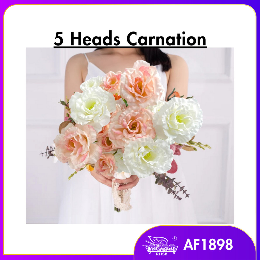 5 HEADS CARNATION ARTIFICIAL / HAND BOUQUET / CARNATION FLOWER / BUNGA ...
