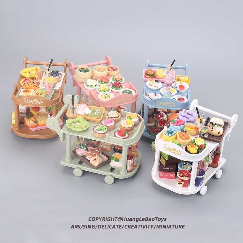 Play House Food Toys Small Dining Cart Trolley Toys Miniature Food Toys ...