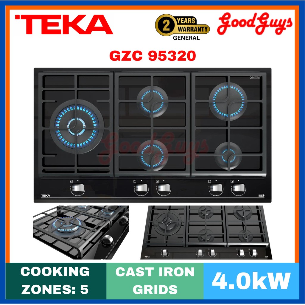 TEKA GZC 95320 Gas Hob , 90cm Glass Hob with 5 Burner & Exact Flame ...