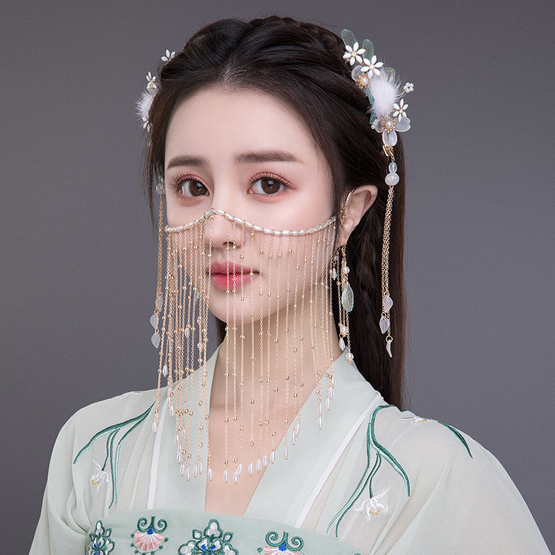Hanfu Headdress For Women, Ancient Style Face-covering Tassel Veil ...