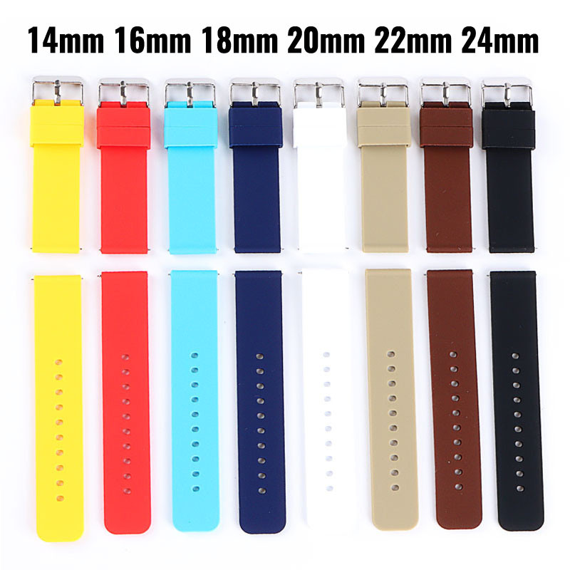 14mm 16mm 18mm 20mm 22mm 24mm Quick Release Soft Silicone Rubber Watch Strap Waterproof Sport ...