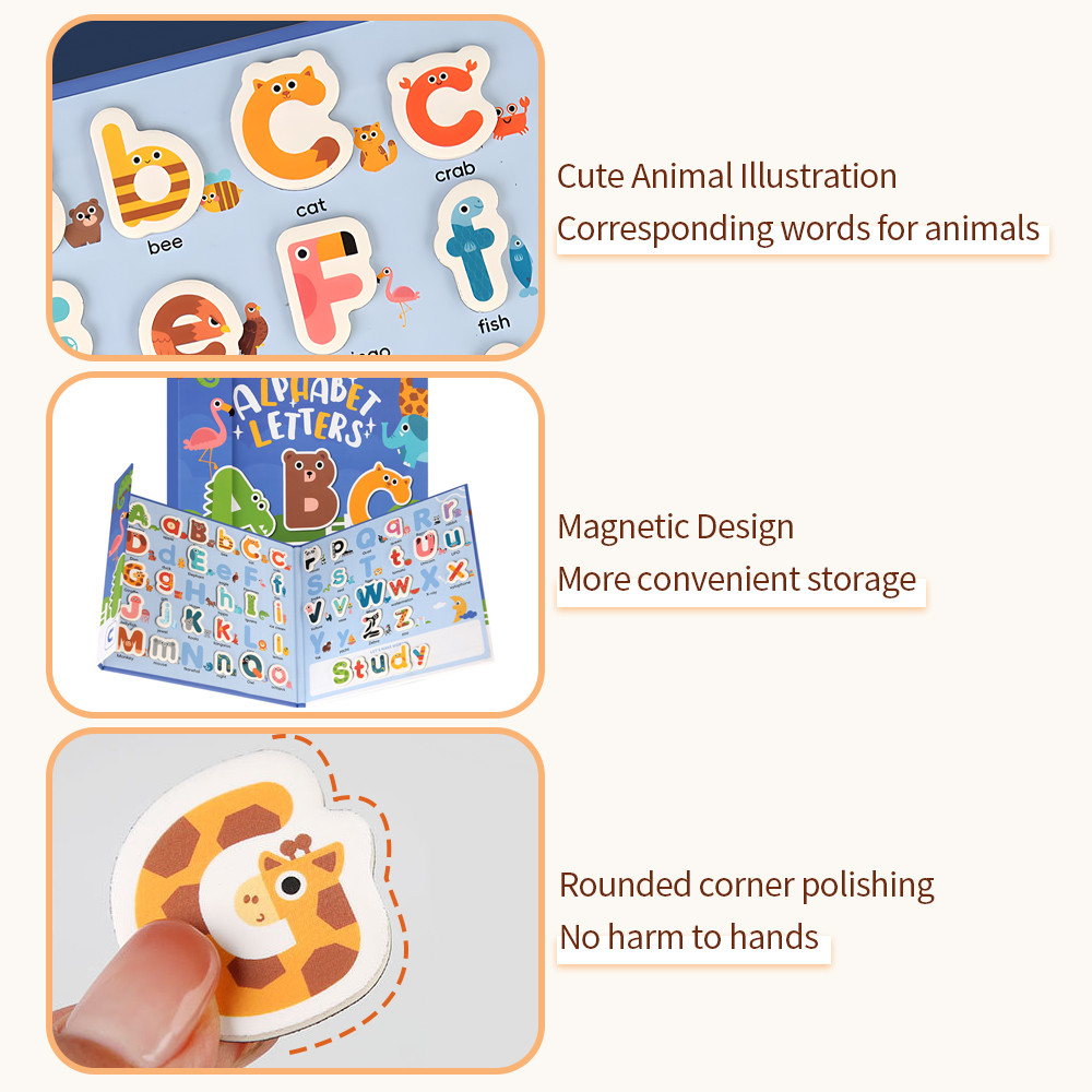 BEVAVAR Children's Magnetic Puzzle Magnetic Book for Kids Puzzle ABC ...